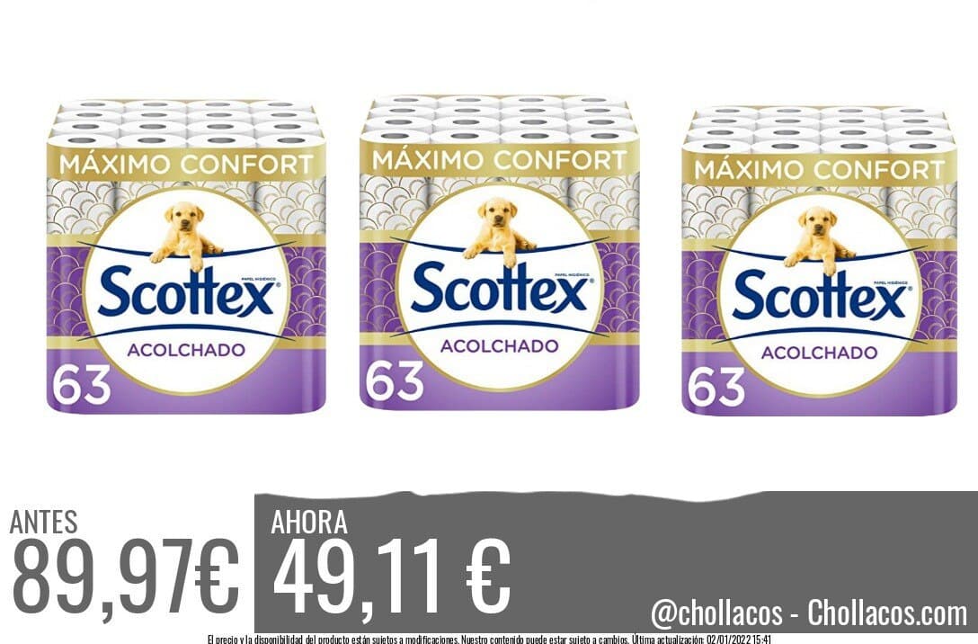 189 ROLLOS DE PAPEL HIGIENICO Scottex Acolchado a precio de ganga! Hogar