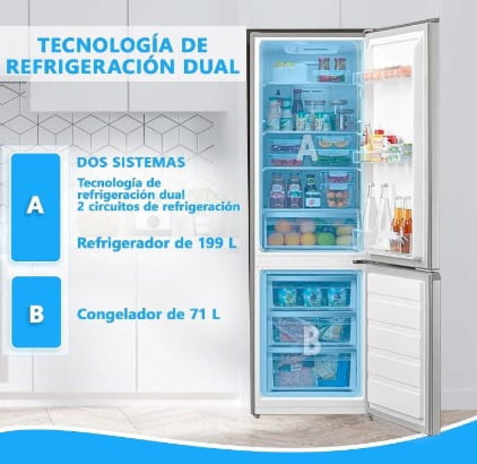 Midea MERB276FGE02 - Frigorífico Combi No Frost 55 cm ancho x 180 cm ...