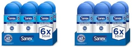Sanex Dermo Extra Control Desodorante Roll-On, 2 Pack de 6 Uds x 50 ml ...