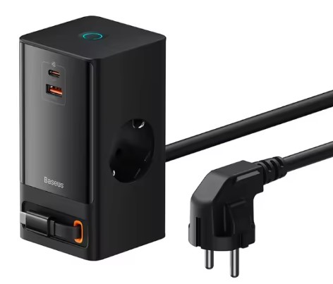 Cargador Baseus 65W, regleta de alimentación, cable USB C retráctil ...
